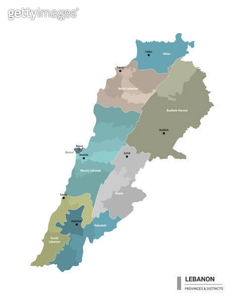 Lebanon higt detailed map with subdivisions. Administrative map of ...