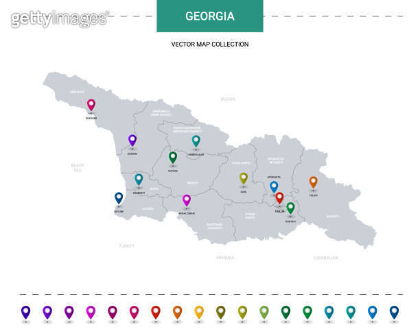 Georgia map with location pointer marks. Infographic vector template ...