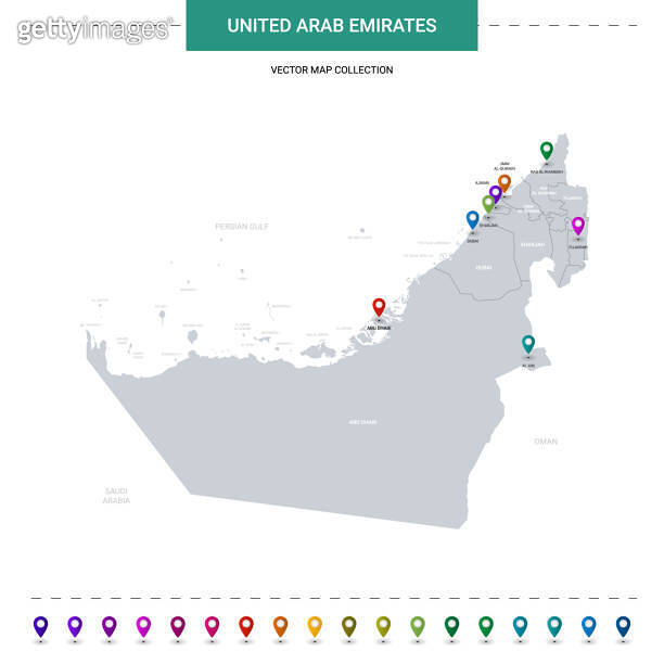 United Arab Emirates map with location pointer marks. Infographic ...