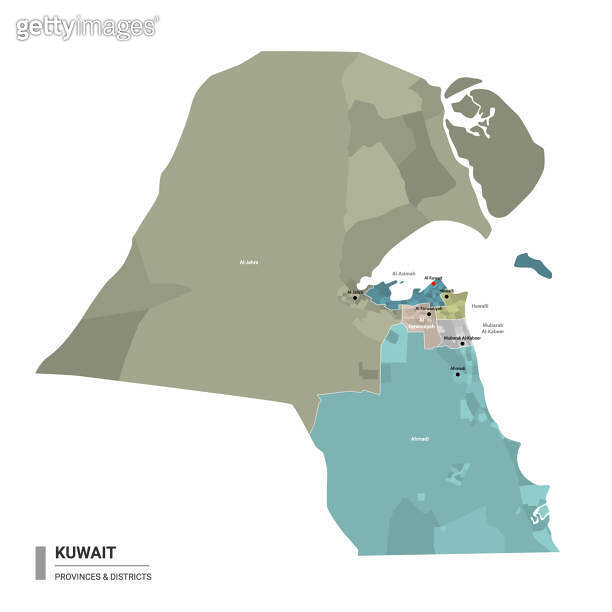 Kuwait higt detailed map with subdivisions. Administrative map of ...