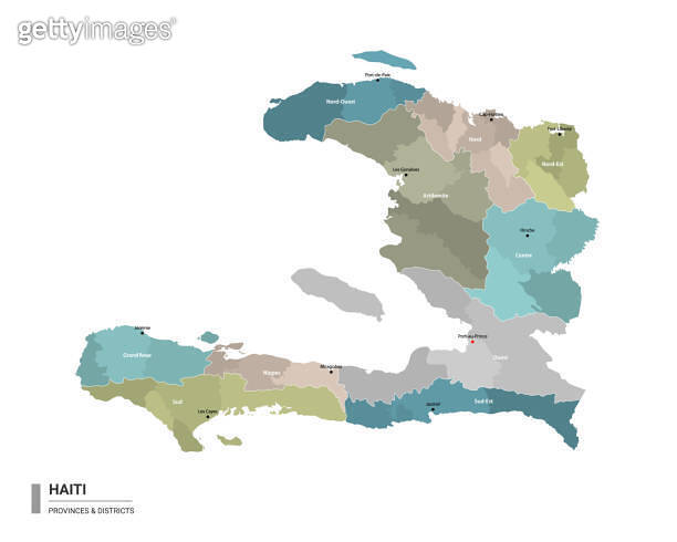 Haiti higt detailed map with subdivisions. Administrative map of Haiti ...
