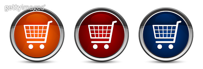 Ecommerce icon exclusive blue red and orange round button design set ...