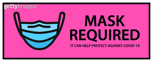 Medical face mask banner: flat simple line symbol in black and blue and ...