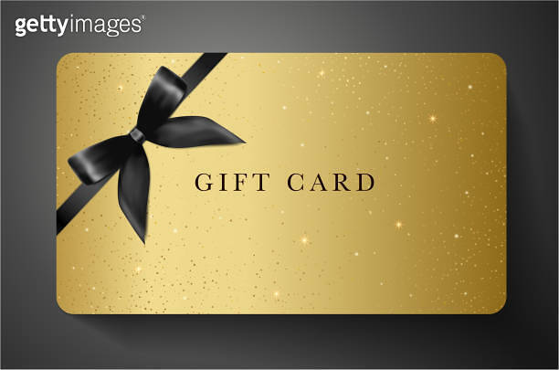Gift card with twinkling stars, sparkling elements and back bow (ribbon ...