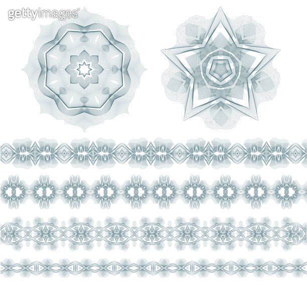 Guilloche money border collection. Watermark line patter useful for ...