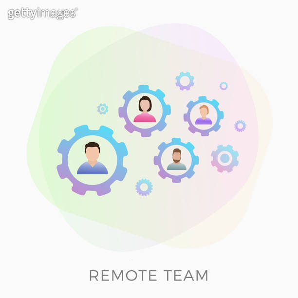 Remote team vector flat icon concept. Distance Teamwork Business ...