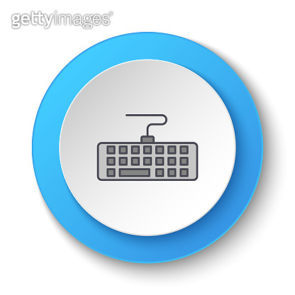 Round button for web icon. Computer, hardware. Button banner round, badge interface for ...