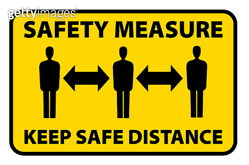 safety measure keep a safe distance sign 이미지 (1213281733) - 게티이미지뱅크