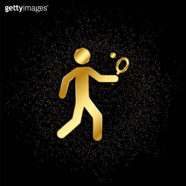 Tennis, man gold, icon. Vector illustration of golden particle 이미지 ...