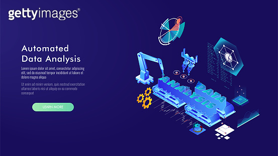 Automated data analysis. Modern flat design isometric concept of ...