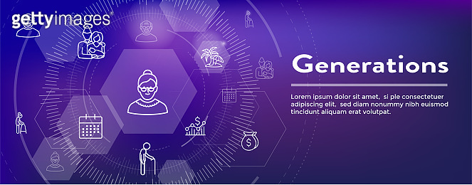 Generations and Aging Web Header Banner and Icon Set 이미지 (1211970656 ...