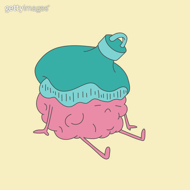 the brain cools after overheating. illustration of mental fatigue 이미지 ...