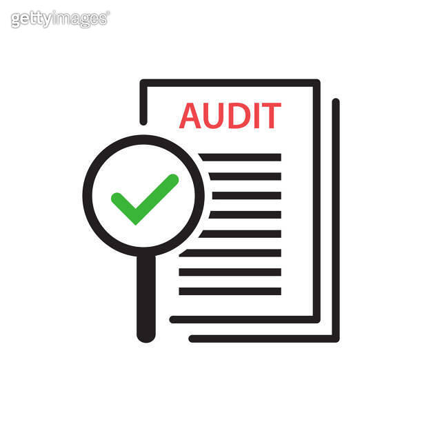 Audit icon vector magnifying glass like check assess. verify service ...