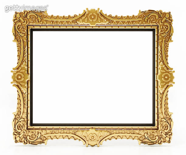 Elaborate vertical picture frame with empty space isolated on white 이미지 ...