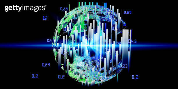 Abstract polygonaly artificial intelligence spherical grid with data. Analytics algorithms for ...