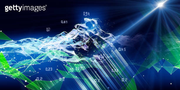 Abstract polygonal artificial intelligence data. Analytics algorithms banner for science ...