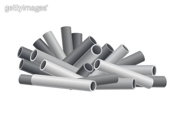 Heap building material. Heap of pipes, tube. Vector illustrations can ...