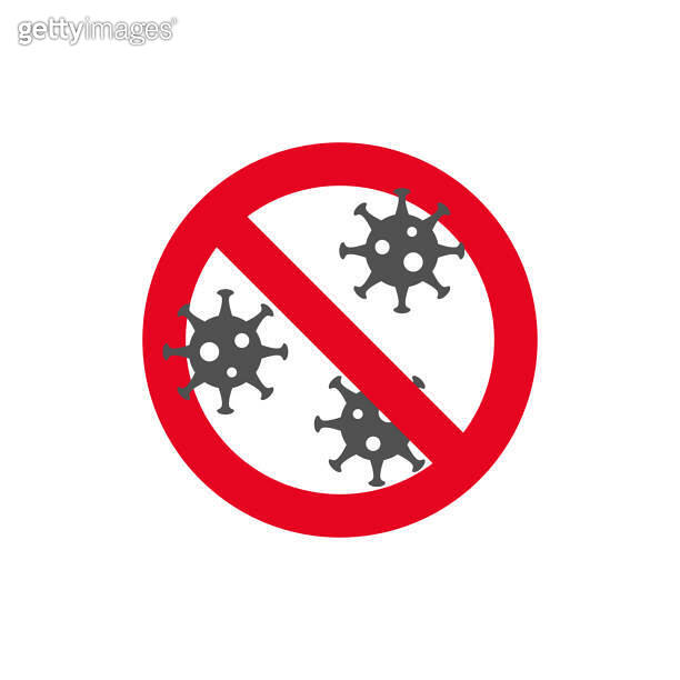 Prohibition sign.No no viruses in flat style.Vector illustration ...