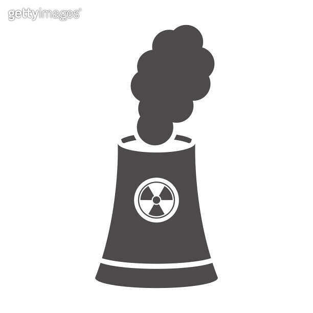 Nuclear power plant tower icon in flat style.Vector illustration ...