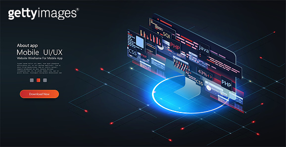 Programming web banner. Best programming languages. Web application, Technology internet ...