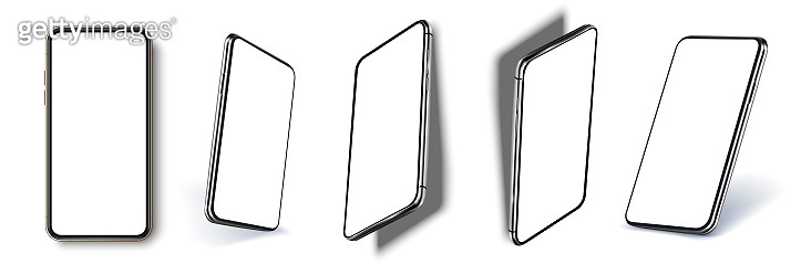 A collection of smartphones at different angles. Vector mockups UI/UX ...