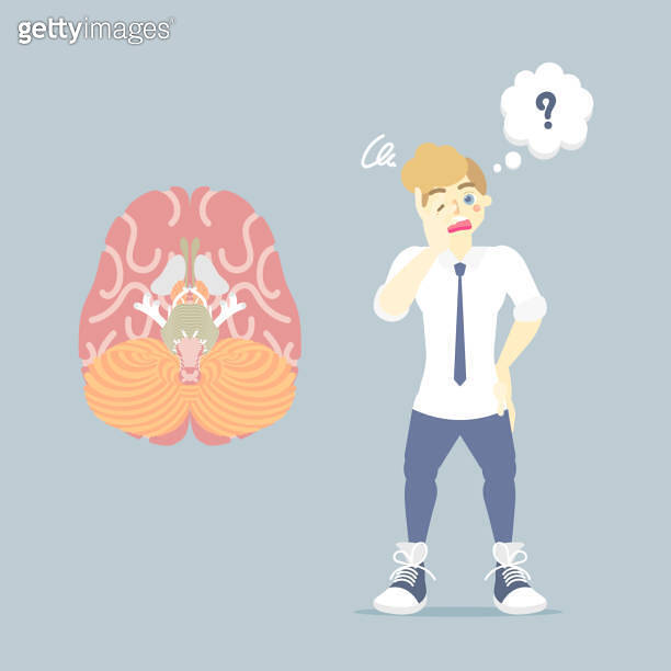 man loss his memory with human brain, alzheimer, dementia symptom ...