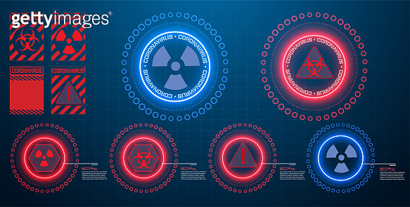 HUD, UI, GUI futuristic user interface screen elements set. Coronavirus ...