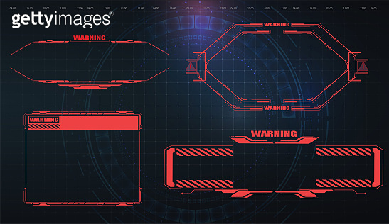 Futuristic screens HUD, GUI, UI and titles warning, danger. Warning ...