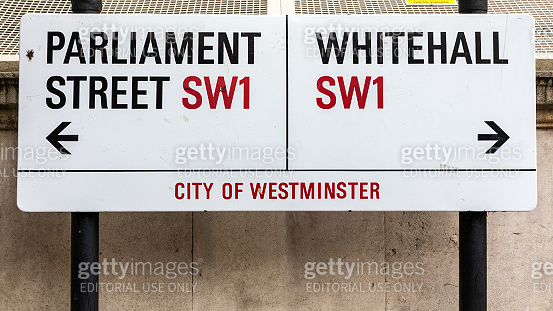 City of Westminster road sign giving directions to Parliament Street ...