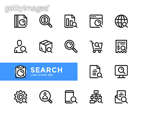 Search vector line icons. Simple set of outline symbols, modern linear ...