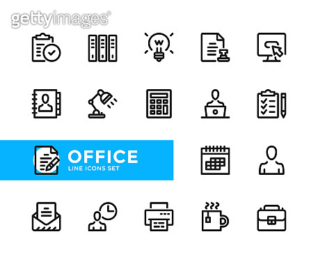 Office vector line icons. Simple set of outline symbols, linear graphic ...