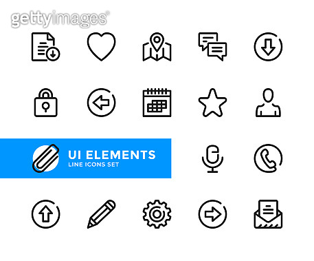 UI elements vector line icons. Simple set of outline symbols, linear ...