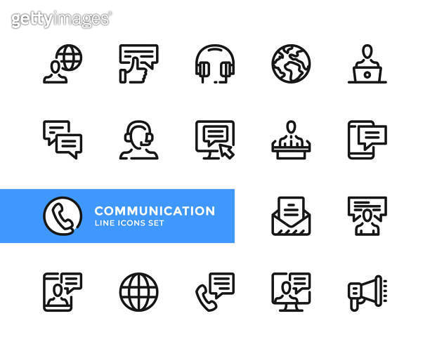Communication vector line icons. Simple set of outline symbols, modern ...