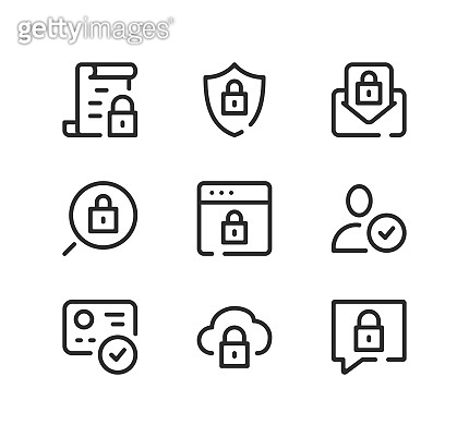 Internet security line icons set. Modern graphic design concepts, black stroke linear symbols ...