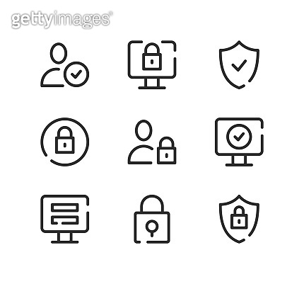 Account security line icons set. Modern graphic design concepts, black ...