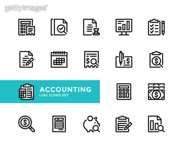 Accounting vector line icons. Simple set of outline symbols, linear ...