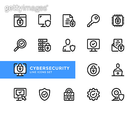 Cybersecurity vector line icons. Simple set of outline symbols, linear ...