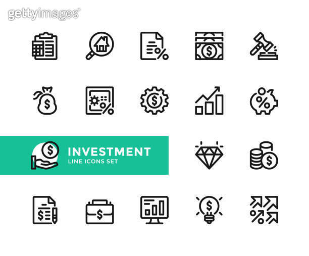 Investment vector line icons. Simple set of outline symbols, modern ...