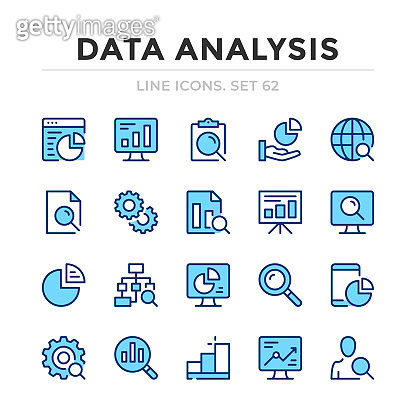 Data analysis vector line icons set. Thin line design. Outline graphic elements, simple stroke ...