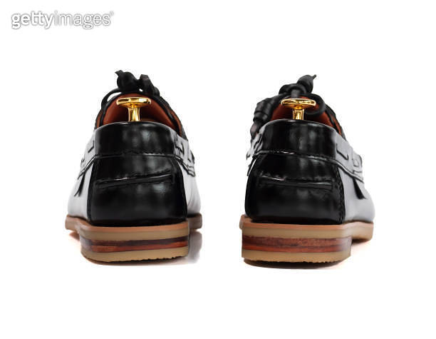 Men fashion black shoes leather with shoe tree (shape supporter ...