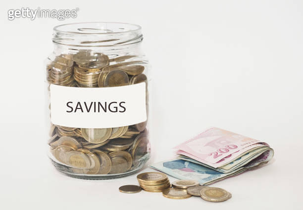 Jar for savings full of coins. 이미지 (1212934727) - 게티이미지뱅크
