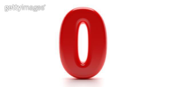 Zero 0 number. Glossy balloon passion red color of digit 0 isolated on ...