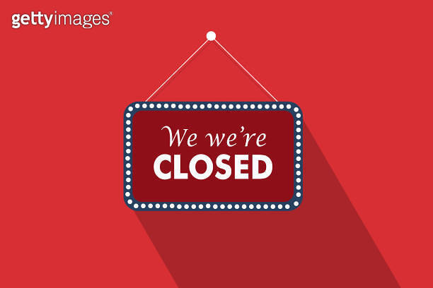 Hanging red and blue we were closed sign board Vector 이미지 (1241045519 ...