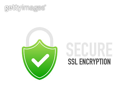 Secure connection icon vector illustration isolated on white background, flat style secured ssl ...
