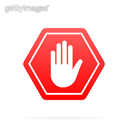 Red stop signs. Hand, rectangle,mark. Stop symbols in circles, warning ...