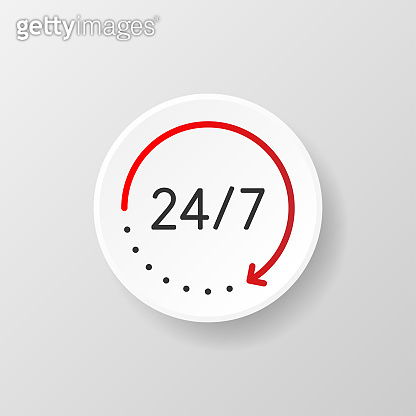 24/7 support in abstract style on white background. Customer service ...