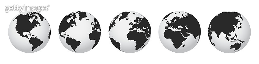 Earth set 3D transparent Globes with World Maps, Earth globe ...
