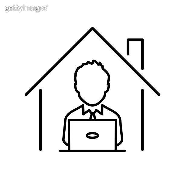 Work from home, remote work online icon, sign, coronavirus quarantine ...