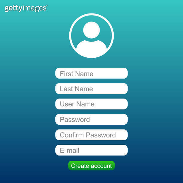 Register page design. Login form account user password identity web log ...