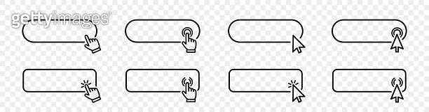 Click Cursor Set Button With Hand Pointer Clicking Click Here Web Button Sign Isolated Website